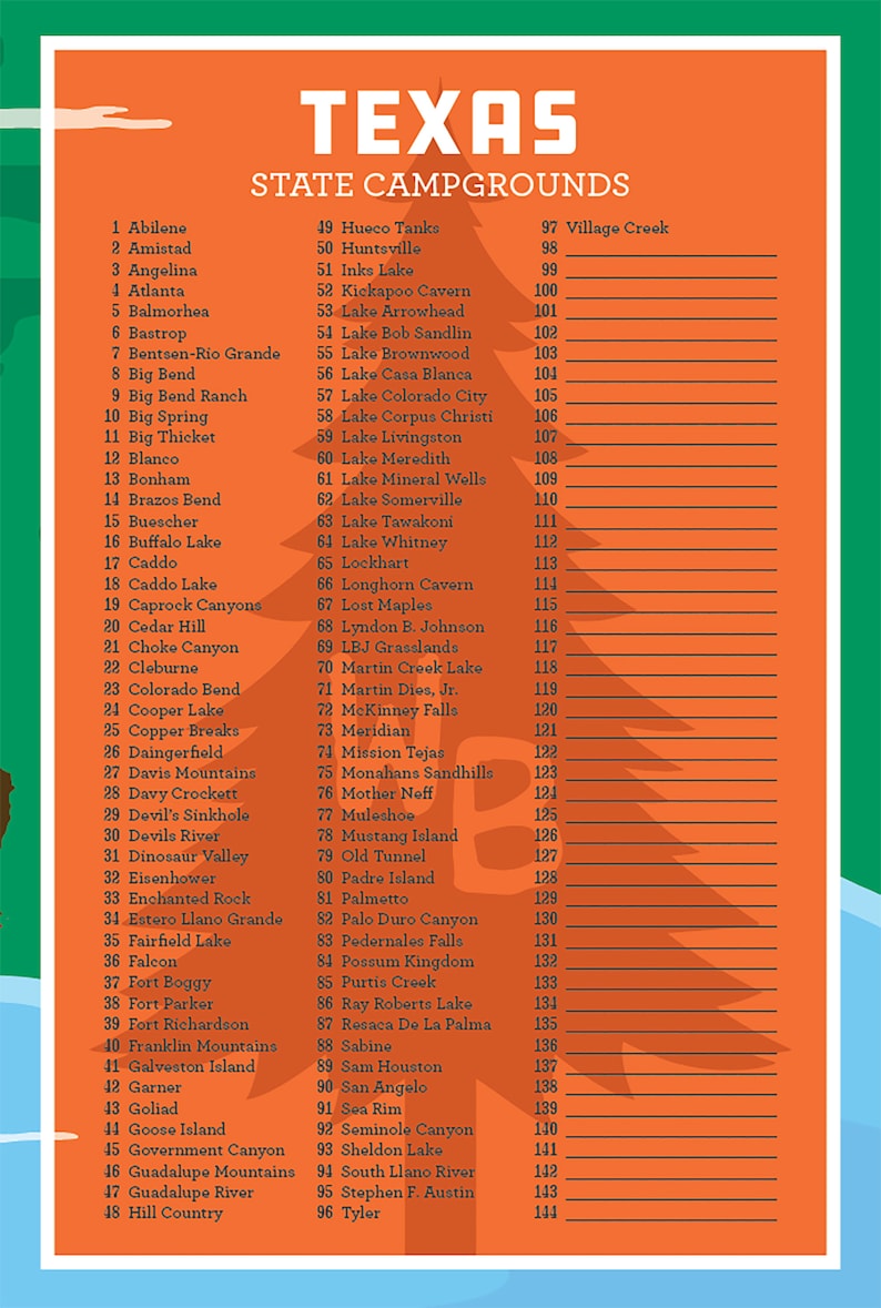 Texas Camping Map - Etsy