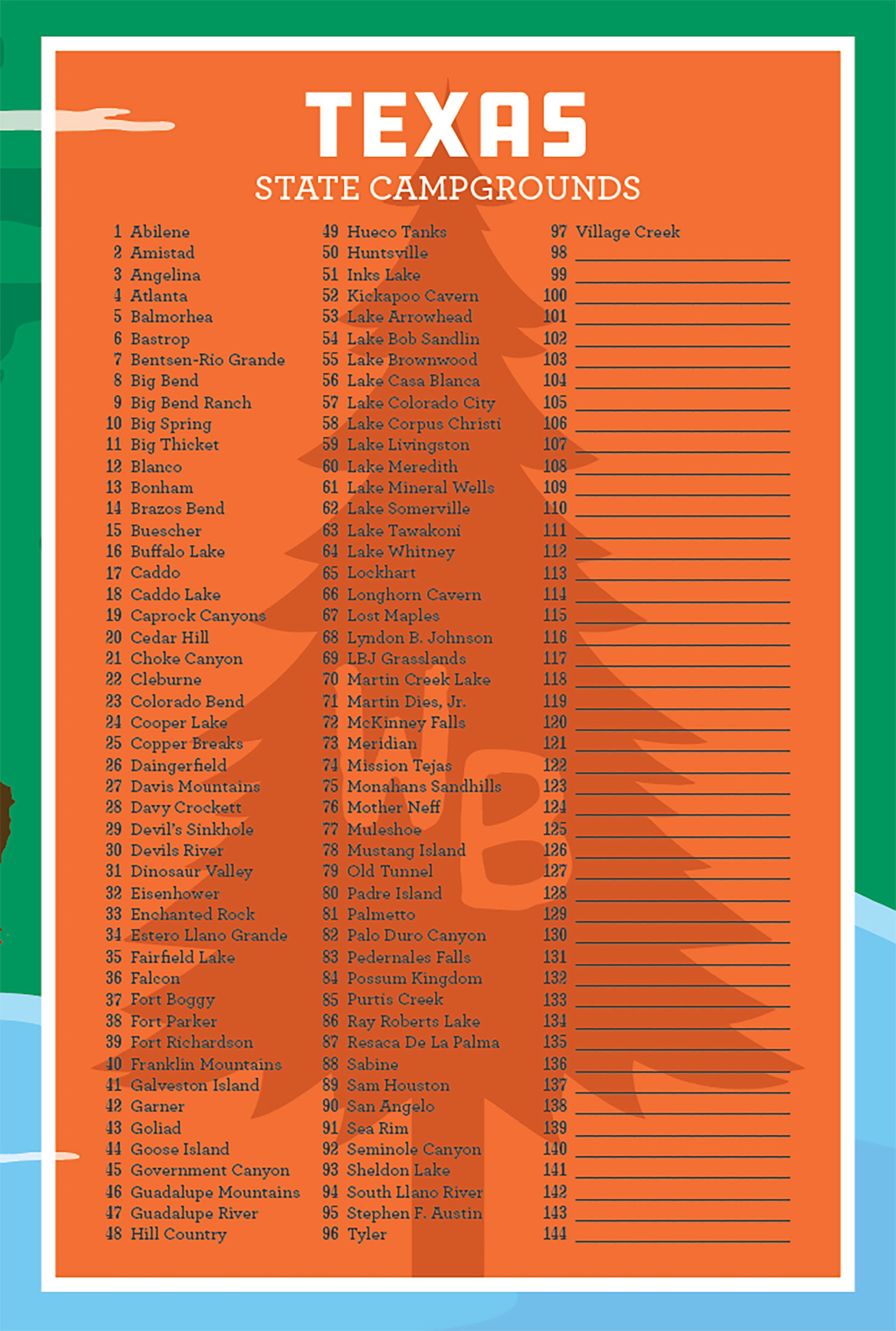 Texas Camping Map - Etsy