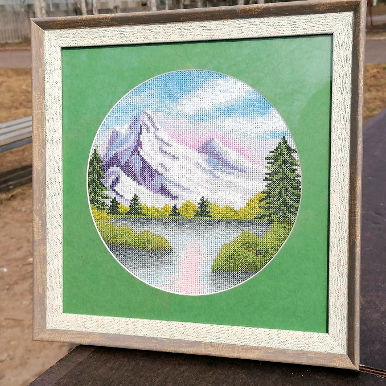Landscape Counted Cross Stitch Pattern Pdf. River Cross - Etsy