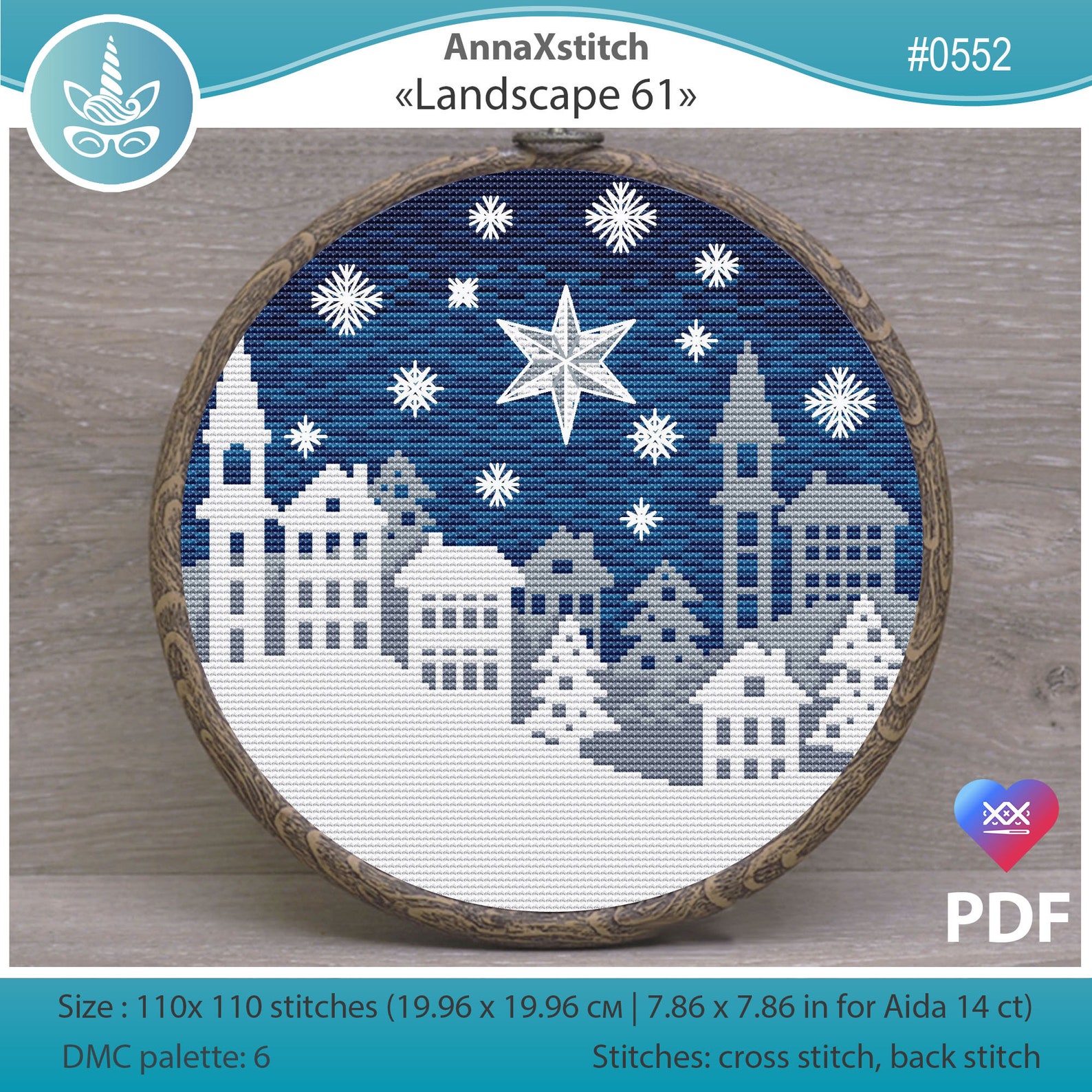 Christmas Town in the Snow Winter Scene Cross Stitch Pattern - Etsy