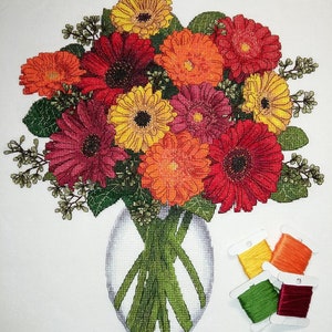Gerberas. Cross Stitch Pattern. Cross Stitch Design. Digital. PDF. Saga ...