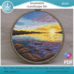 Ocean Seascape Counted Cross Stitch Pattern Pdf. Coastal Beach Cross ...