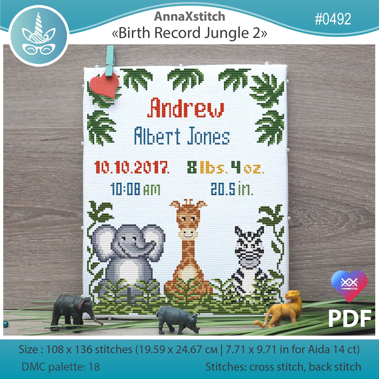 Baby Birth Announcement Cross Stitch Pattern Pdf. Woodland - Etsy