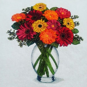 Gerberas. Cross Stitch Pattern. Cross Stitch Design. Digital. PDF. Saga ...