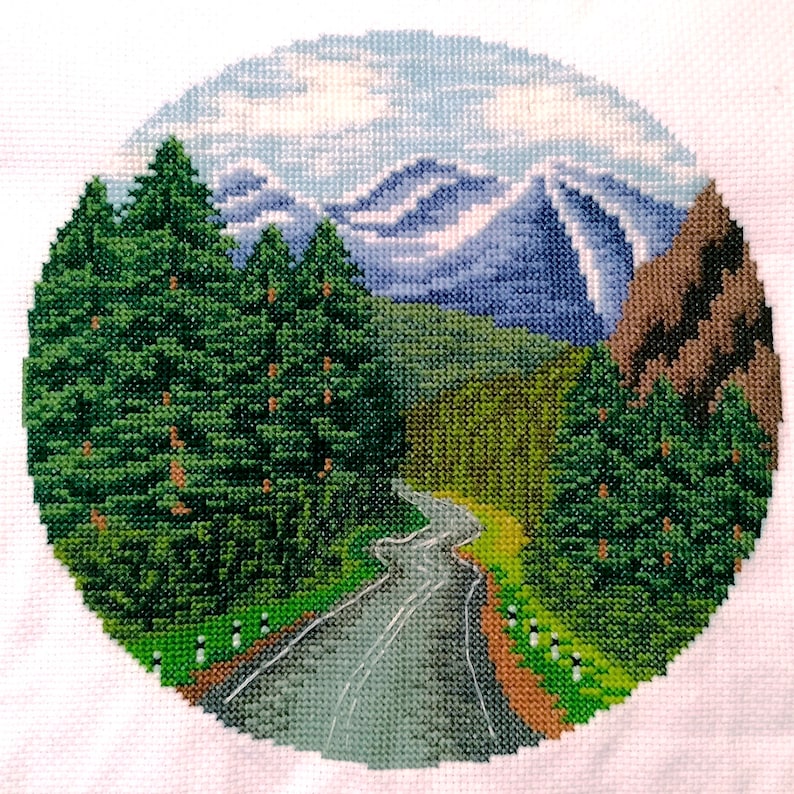 Landscape Counted Cross Stitch Pattern Pdf. Forest Cross - Etsy