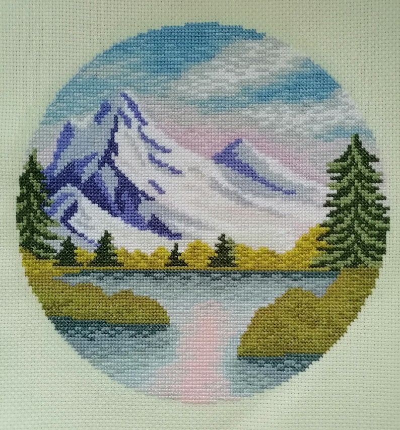 Landscape Counted Cross Stitch Pattern Pdf. River Cross - Etsy