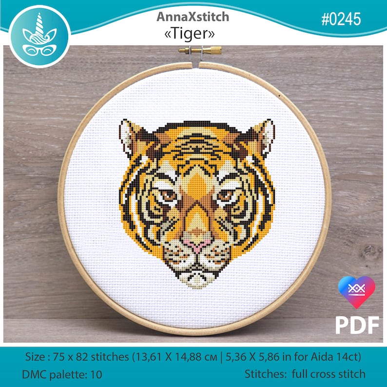 Tiger Cross Stitch Pattern Pdf. Baby Nursery Cross Stitch. Zoo - Etsy