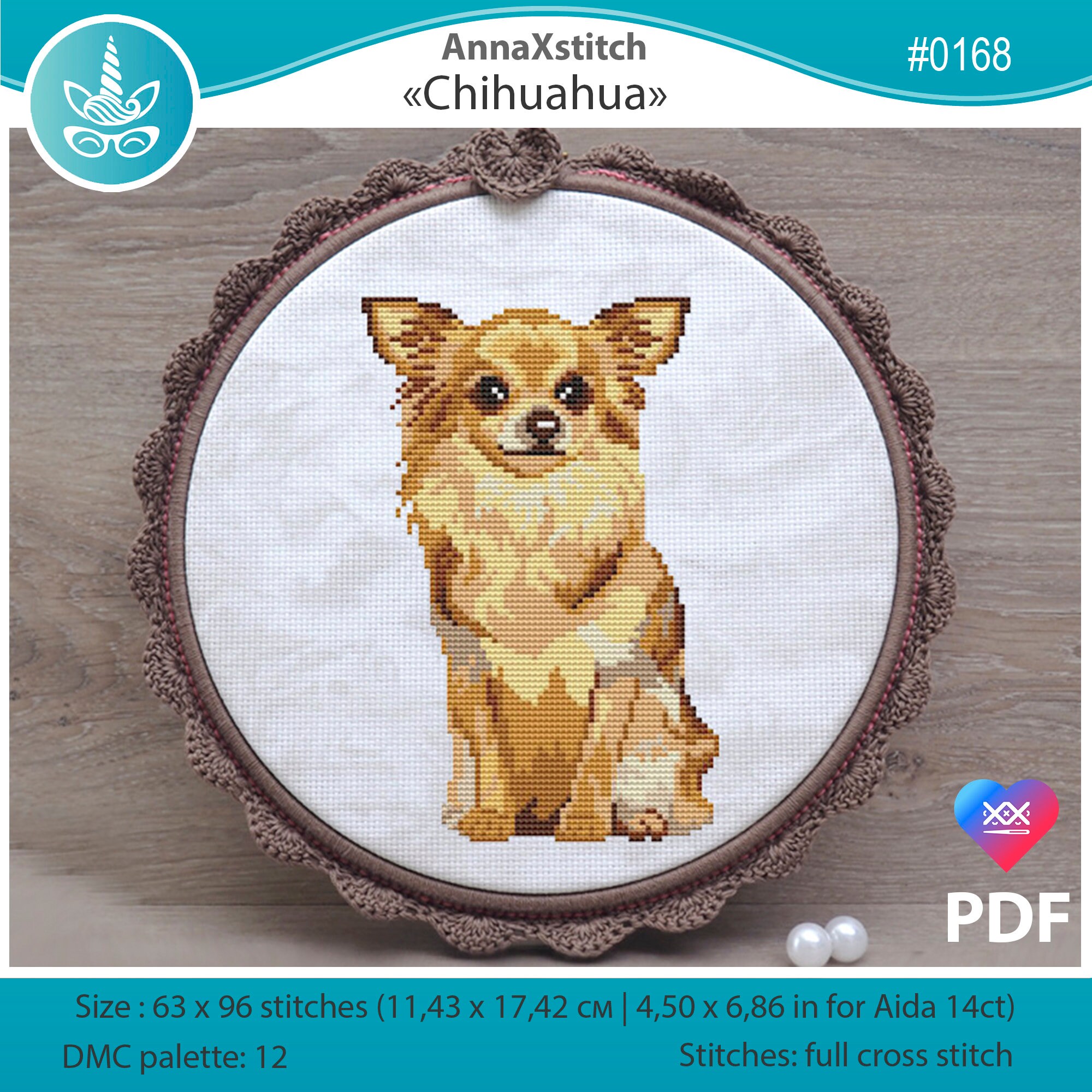 Chihuahua Dog Counted Cross Stitch Pattern Pdf. Modern Pet | Etsy