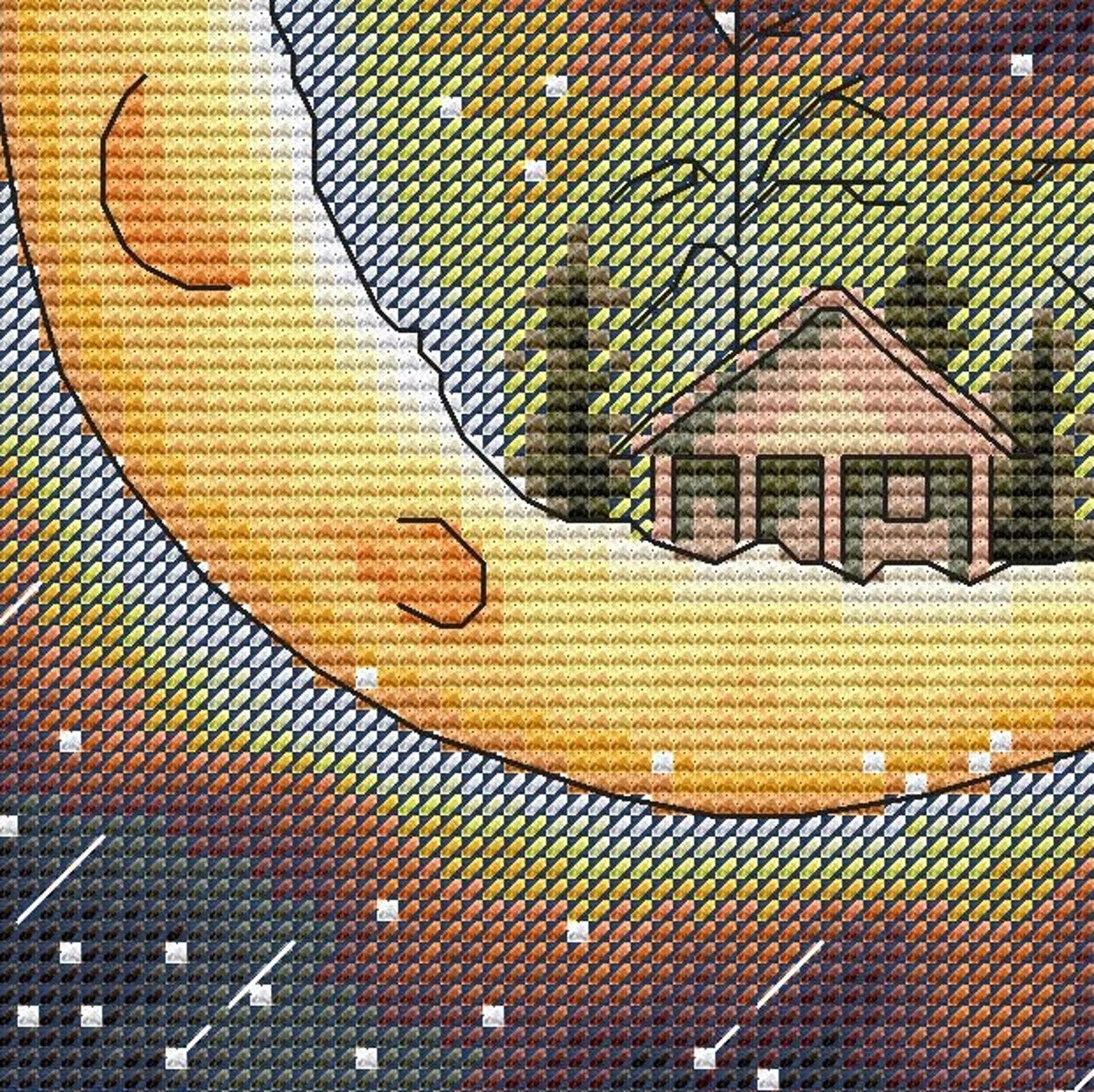 Cross Stitch Spring Moon Embroidery Spring Embroidery Moon - Etsy