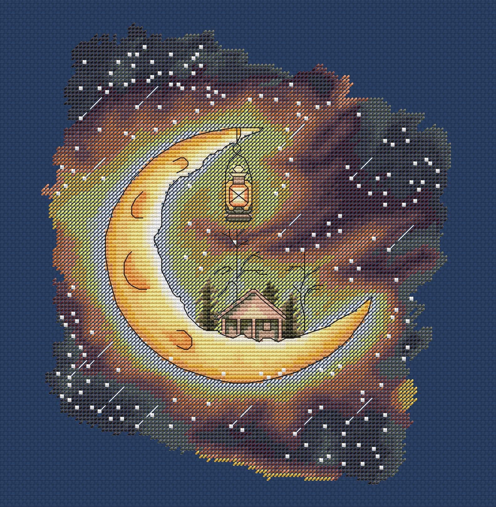 Cross Stitch Spring Moon Embroidery Spring Embroidery Moon - Etsy