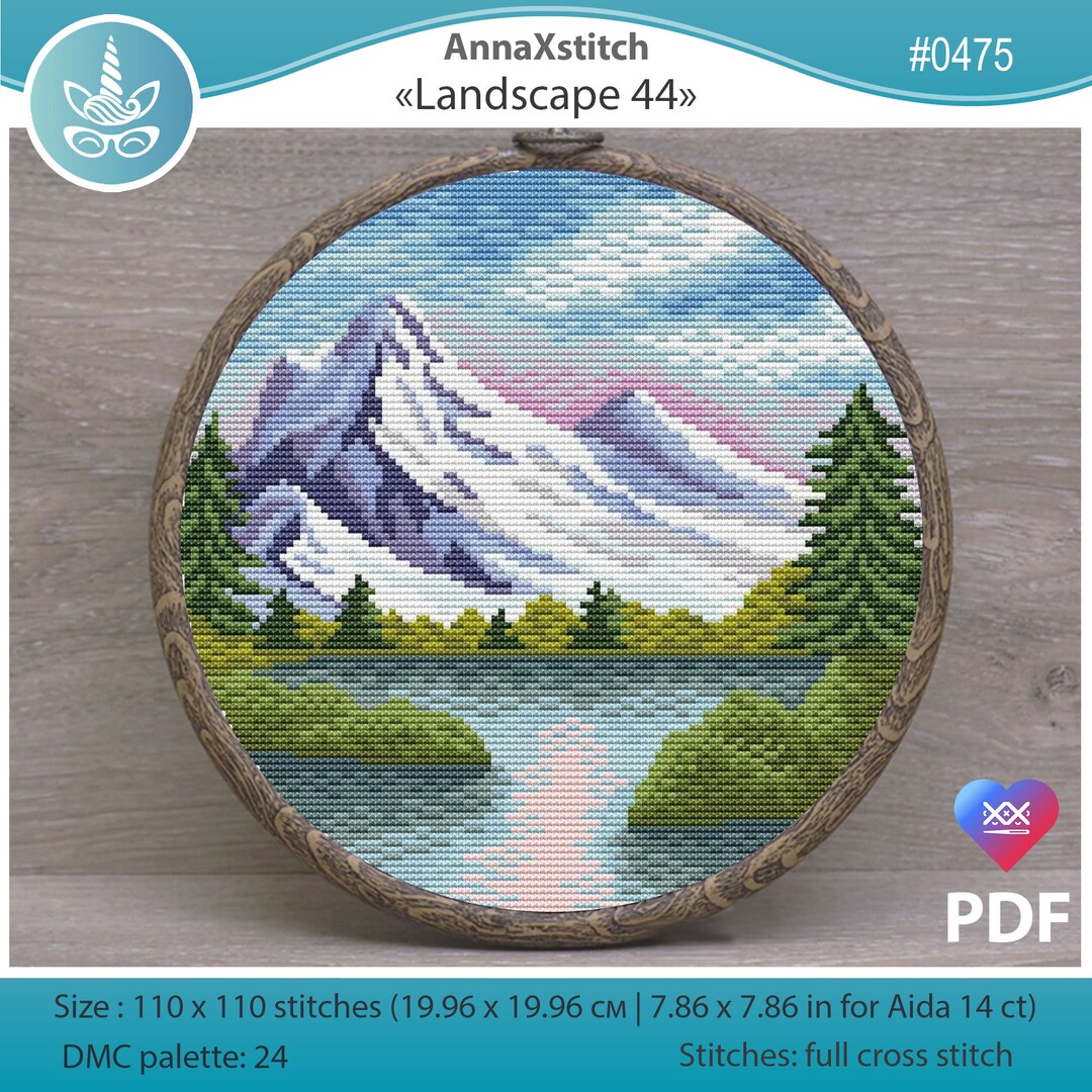Landscape Counted Cross Stitch Pattern Pdf. River Cross Stitch ...