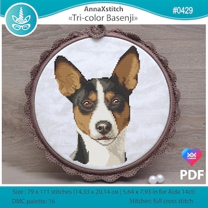 Tri-color Basenji Dog Counted Cross Stitch Pattern Pdf. Modern Pet ...