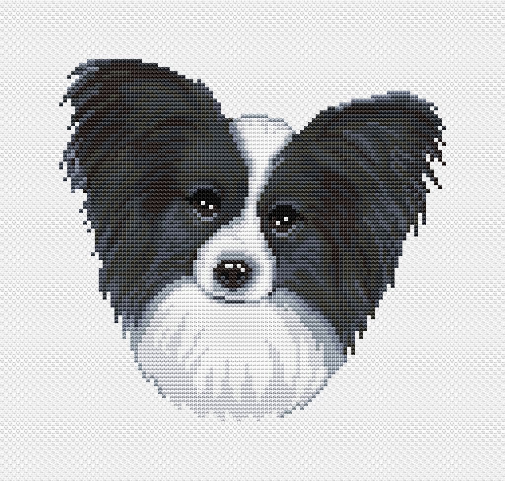 White Black Papillon Dog Counted Cross Stitch Pattern Pdf. - Etsy