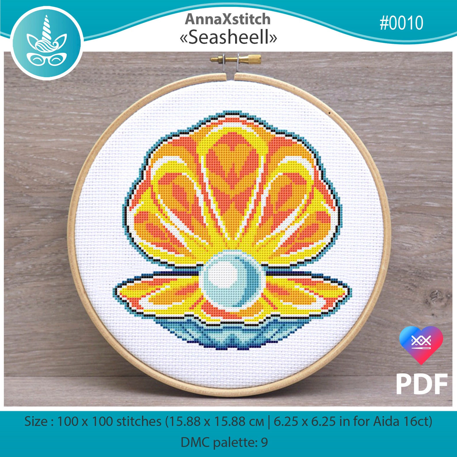 Geometric Seashell Cross Stitch Pattern Pdf. Ocean Cross - Etsy