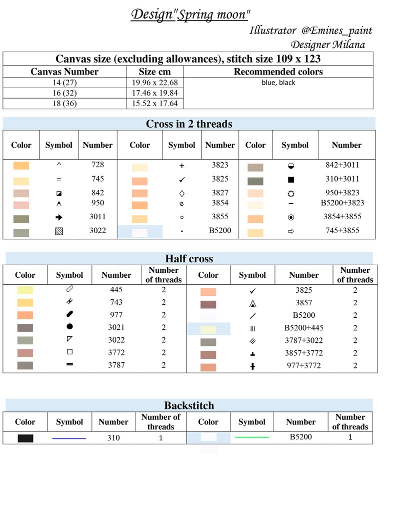Cross Stitch Spring Moon Embroidery Spring Embroidery Moon | Etsy