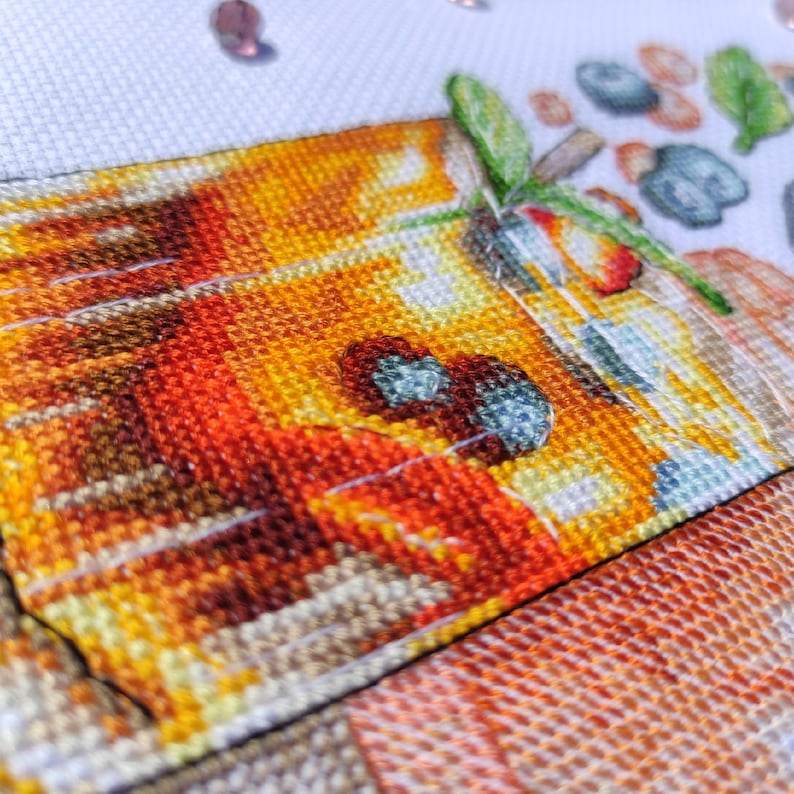 Cross Stitch Festive Cocktail Kitchen Berry Embroidery - Etsy