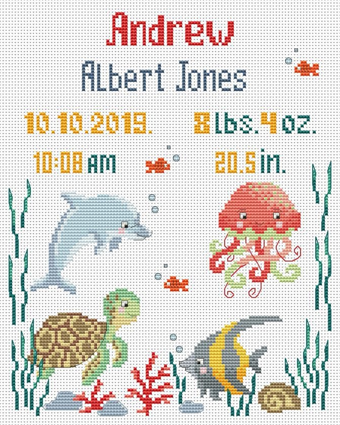 Baby Birth Announcement Cross Stitch Pattern Pdf. Under the - Etsy