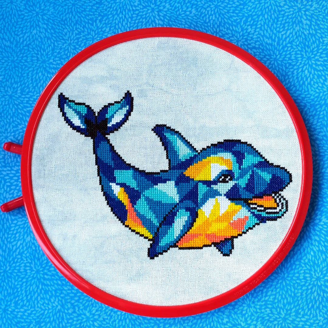 Geometric Orca Cross Stitch Pattern Pdf. Ocean Cross Stitch. Modern ...