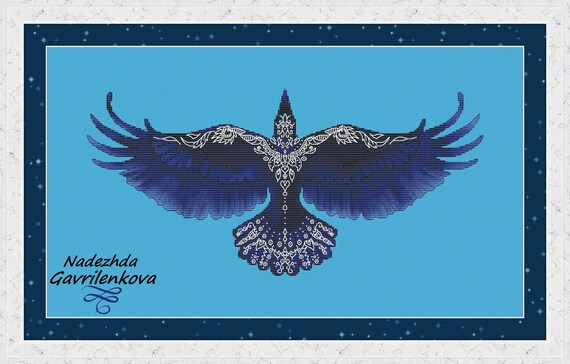Raven. Cross Stitch Pattern. Cross Stitch Design. Digital. | Etsy
