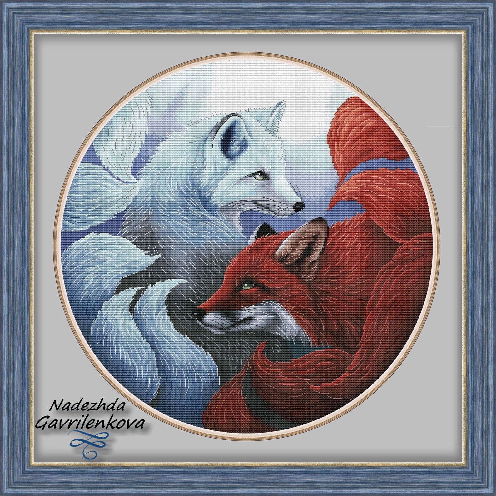 Kitsune. Ice and Flame. Cross Stitch Pattern. Cross Stitch - Etsy