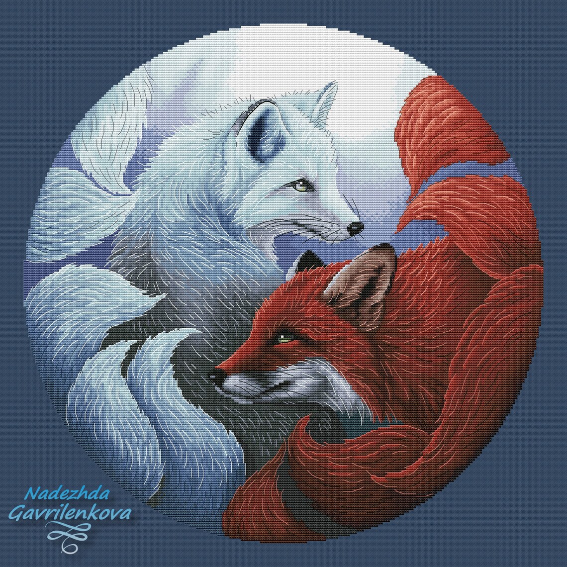 Kitsune. Ice and Flame. Cross Stitch Pattern. Cross Stitch - Etsy