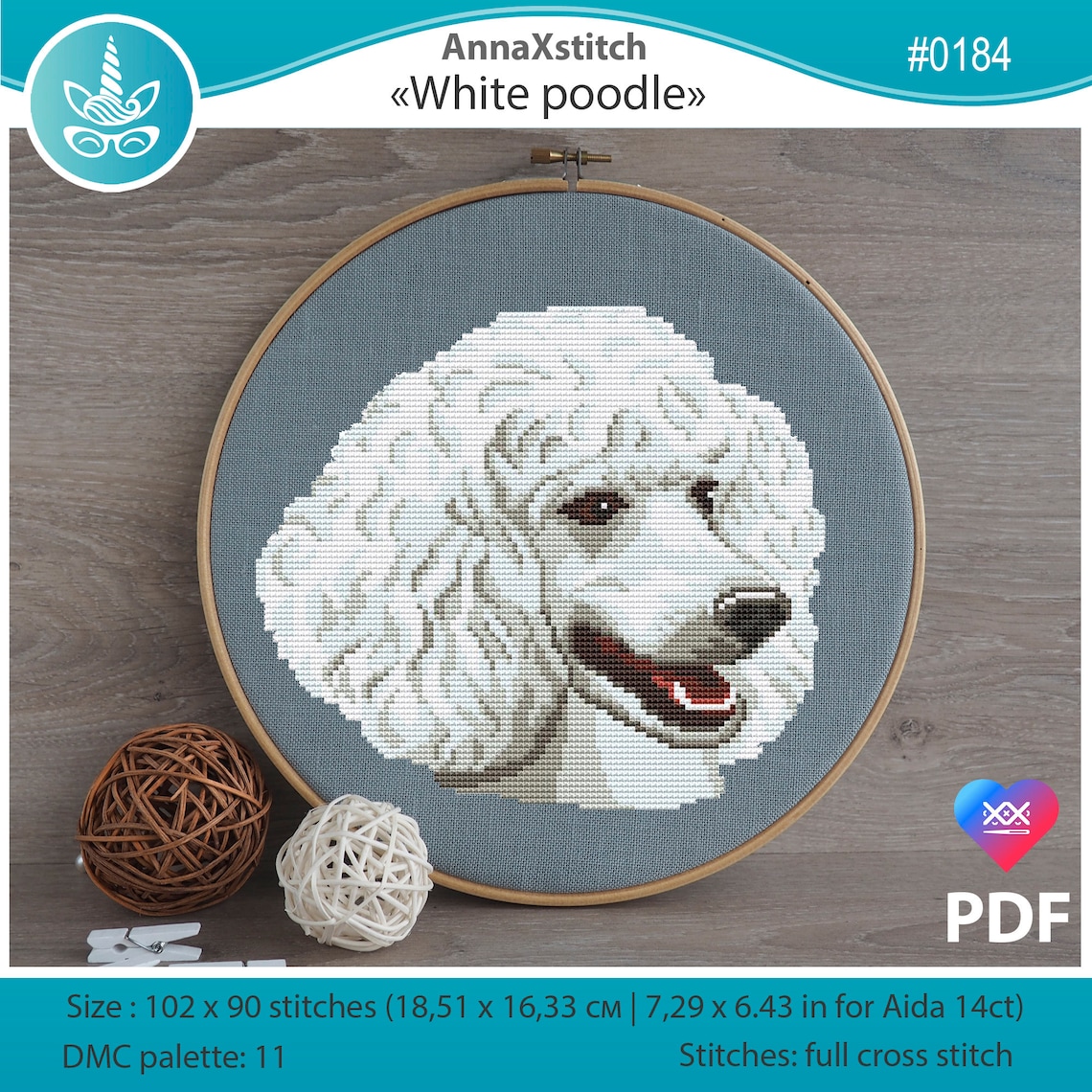 White Poodle Dog Cross Stitch Pattern Pdf. Modern Pet Memorial - Etsy
