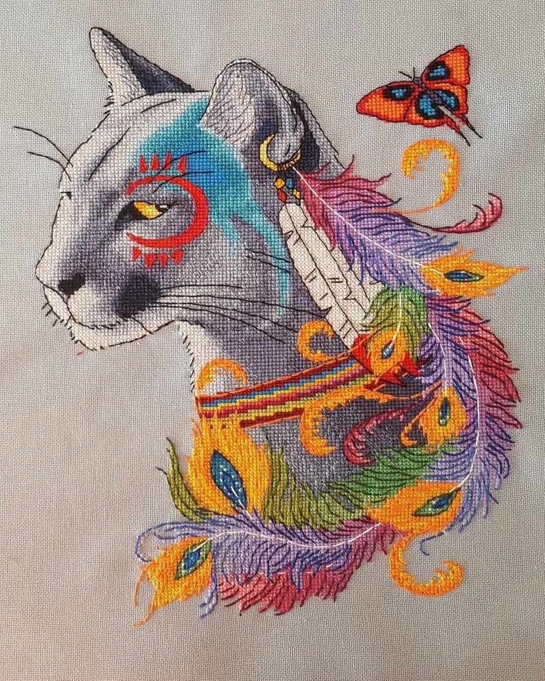 Amerindian Cougar. Cross Stitch Pattern. Cross Stitch Design. - Etsy