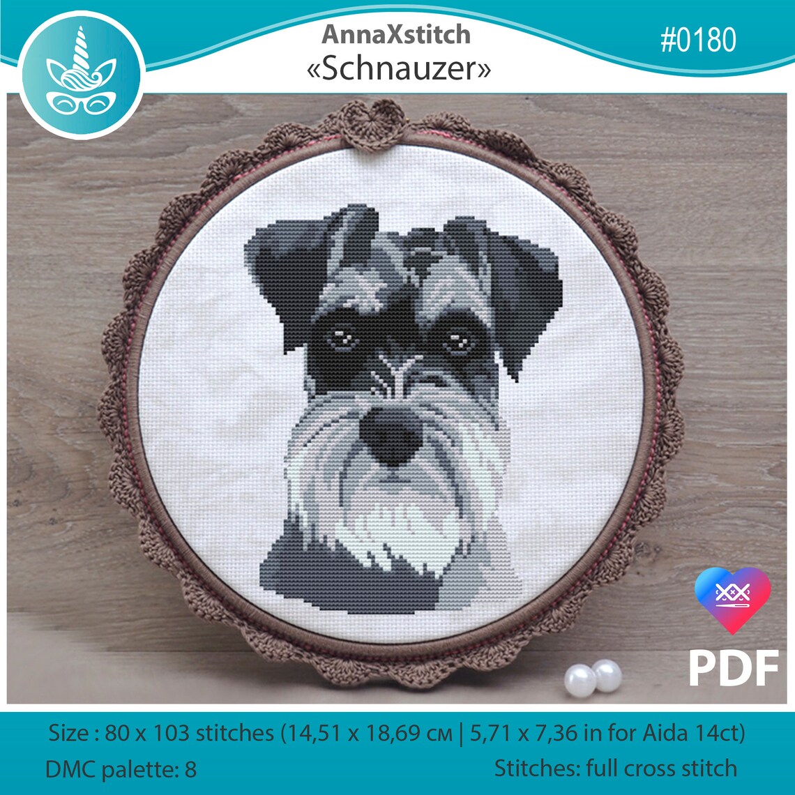 Schnauzer Dog Cross Stitch Pattern Pdf. Modern Pet Memorial | Etsy