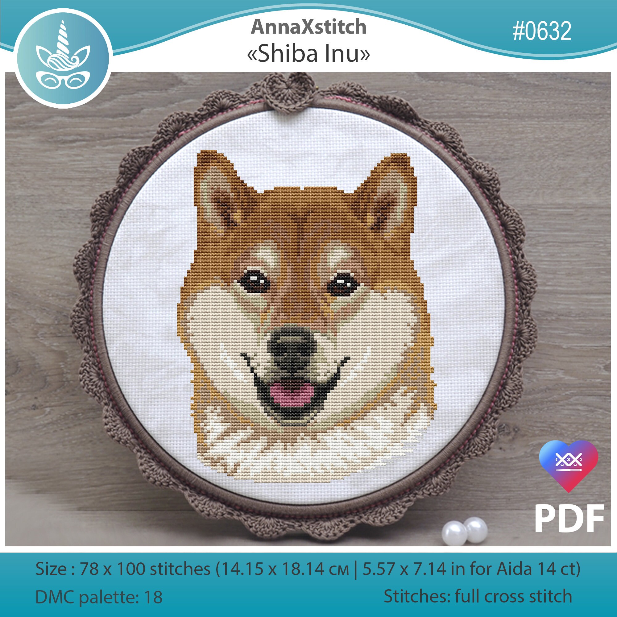 Shiba Inu Dog Counted Cross Stitch Pattern Pdf. Modern Pet - Etsy