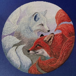 Kitsune. Ice and Flame. Cross Stitch Pattern. Cross Stitch Design. Digital. PDF. Saga. Nadgavr ...