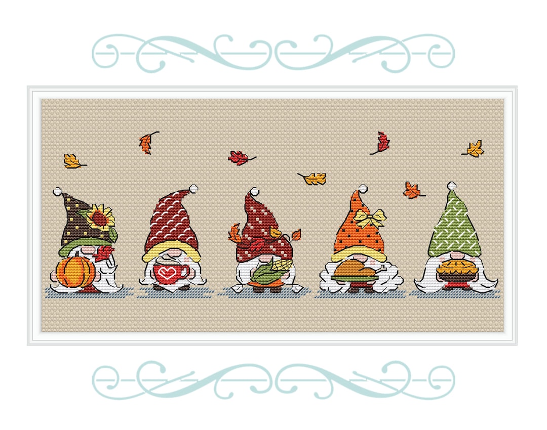 Fall Gnomes With the Harvest Counted Cross Stitch Pattern Pdf. - Etsy