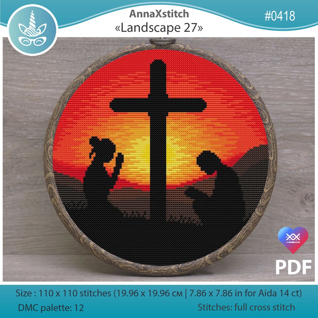 Religious Landscape Counted Cross Stitch Pattern Pdf. Jesus Cross ...