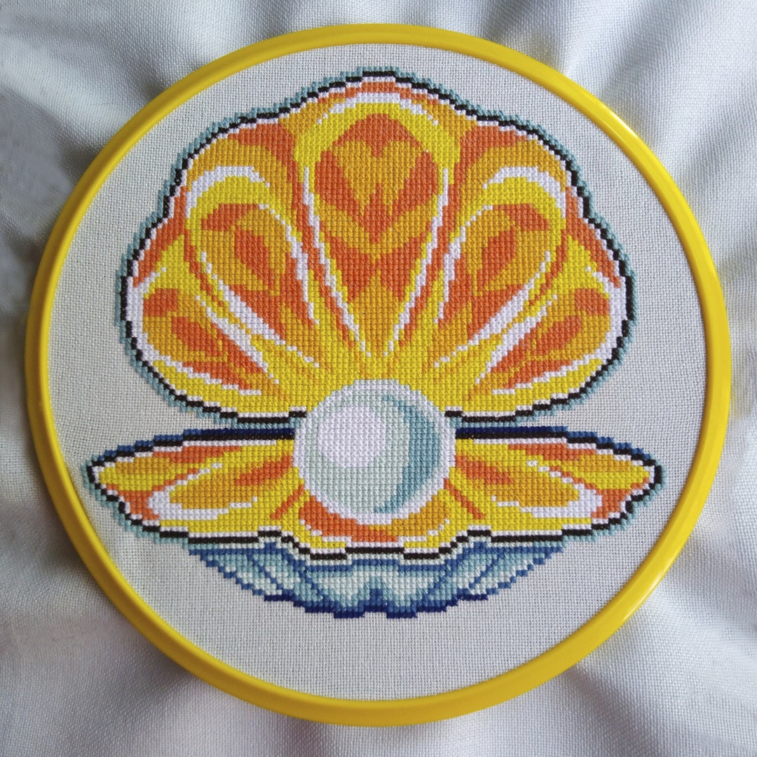 Geometric Seashell Cross Stitch Pattern Pdf. Ocean Cross Stitch. Modern ...