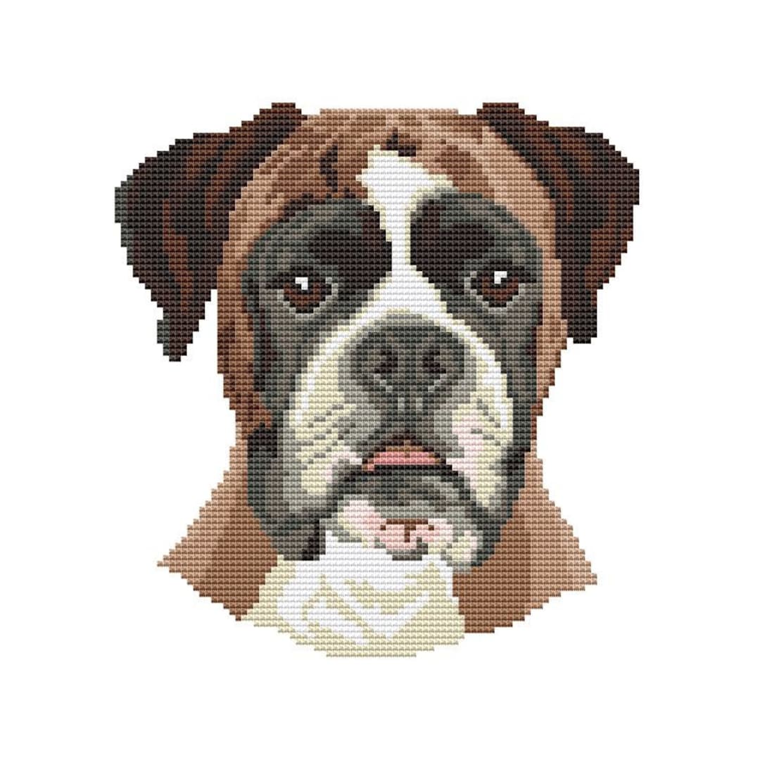 Boxer Dog Counted Cross Stitch Pattern Pdf. Modern Pet Memorial Gift ...