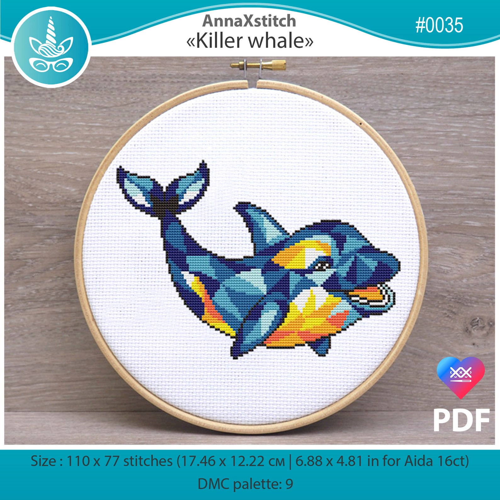 Set of 4 Ocean Animals: Dolphin Shark Orca Whale Cross - Etsy