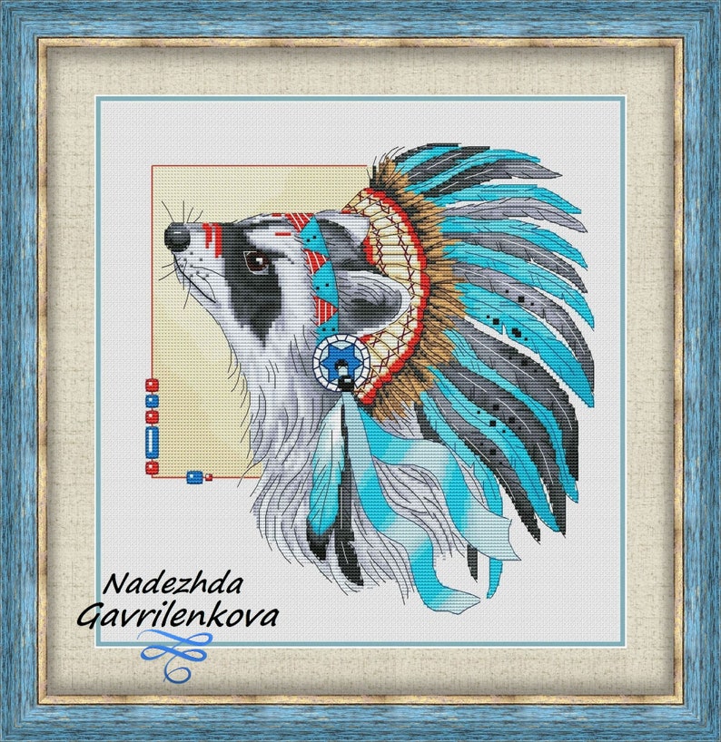 Amerindian Racoon. Cross Stitch Pattern. Cross Stitch Design. - Etsy