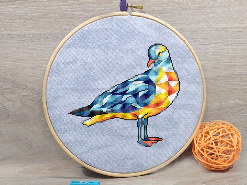 Ocean Bird Seagull Cross Stitch Pattern Pdf. Sea Geometric - Etsy