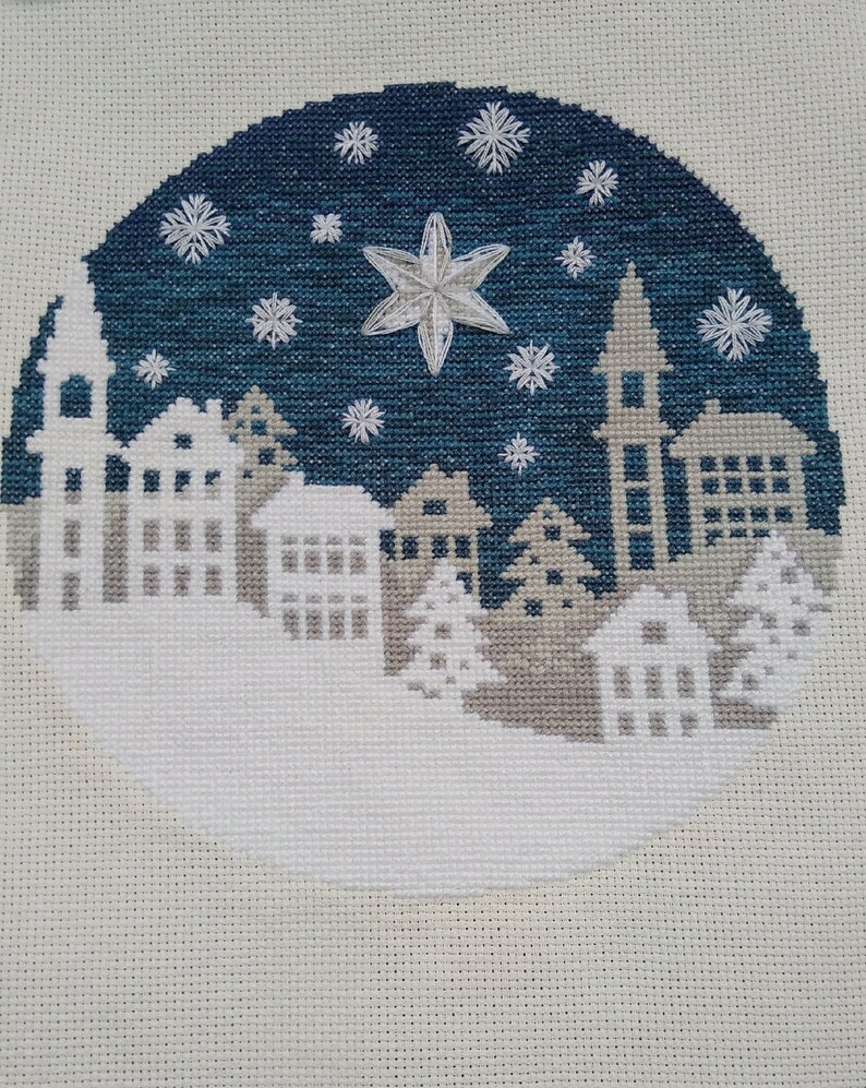 Christmas Town in the Snow Winter Scene Cross Stitch Pattern - Etsy