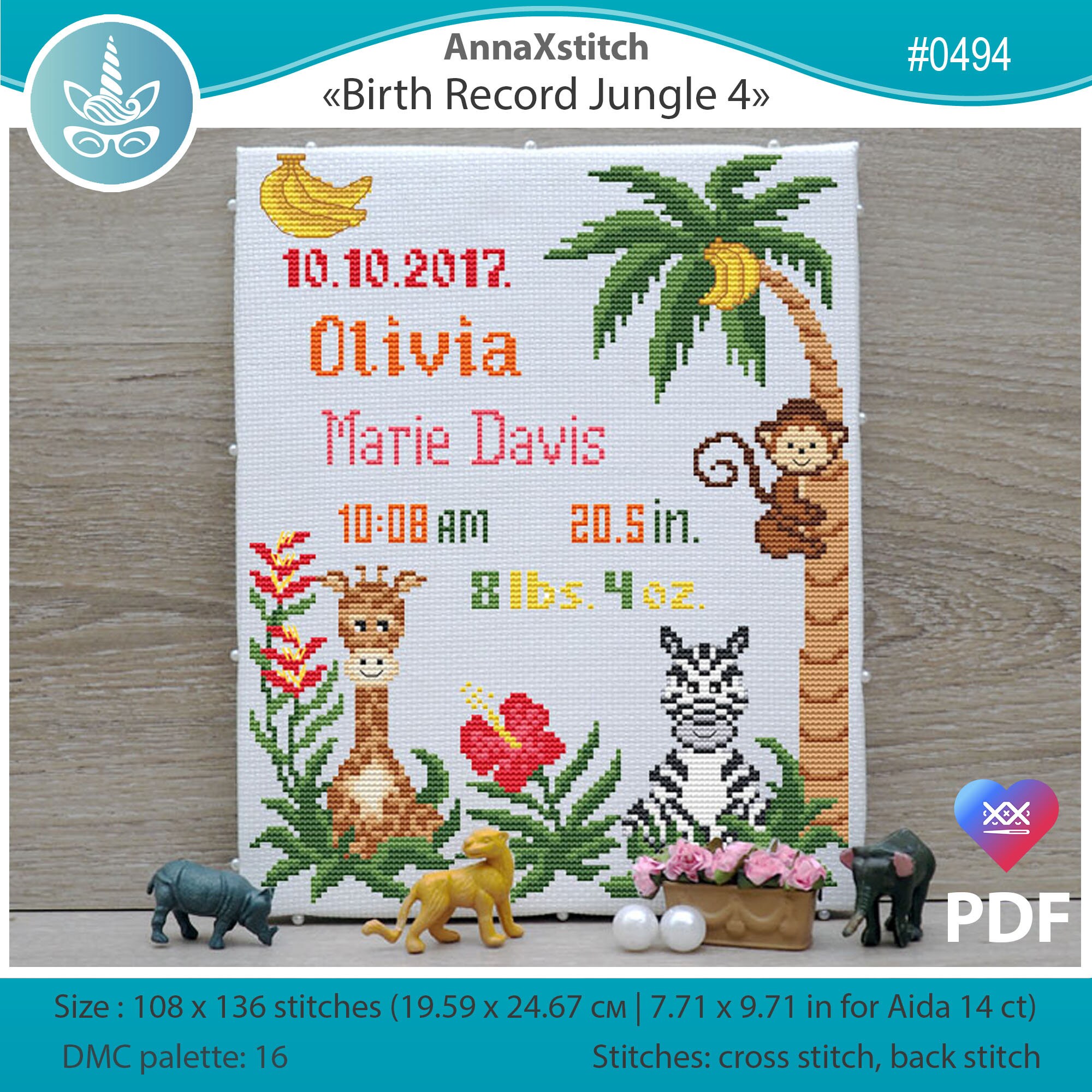 Baby Birth Announcement Cross Stitch Pattern Pdf. Woodland | Etsy