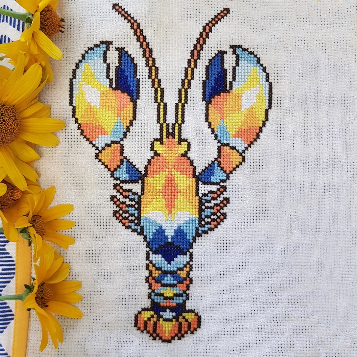 Geometric Lobster Cross Stitch Pattern Pdf. Ocean Cross - Etsy