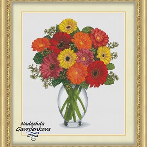 Gerberas. Cross Stitch Pattern. Cross Stitch Design. Digital. PDF. Saga ...