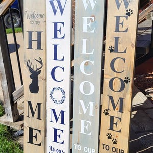 Decal Sticker for Tall Wood Sign Vertical Welcome Lettering Porch Decor ...