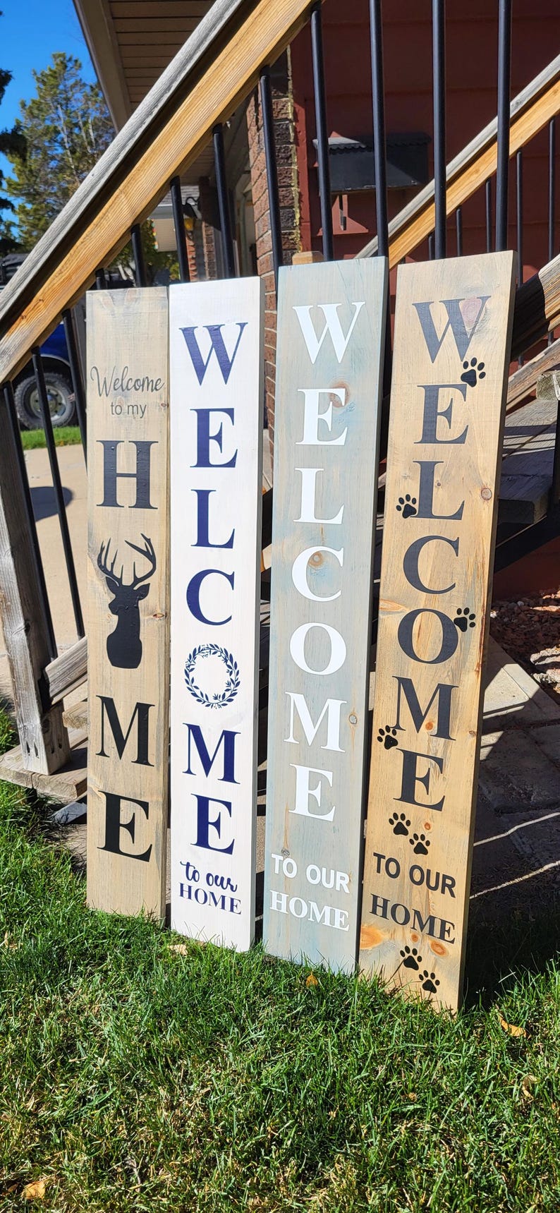 Decal Sticker for Tall Wood Sign Vertical Welcome Lettering Porch Decor ...