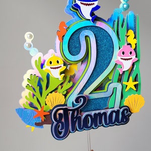 Baby Shark Cake Topper,custom-shark-happy-birthday,under the Sea ...