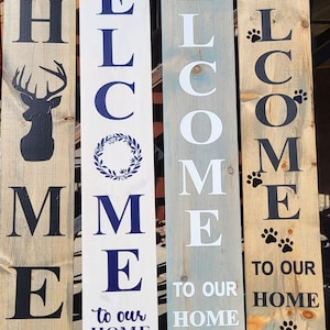 Decal Sticker for Tall Wood Sign Vertical Welcome Lettering Porch Decor ...