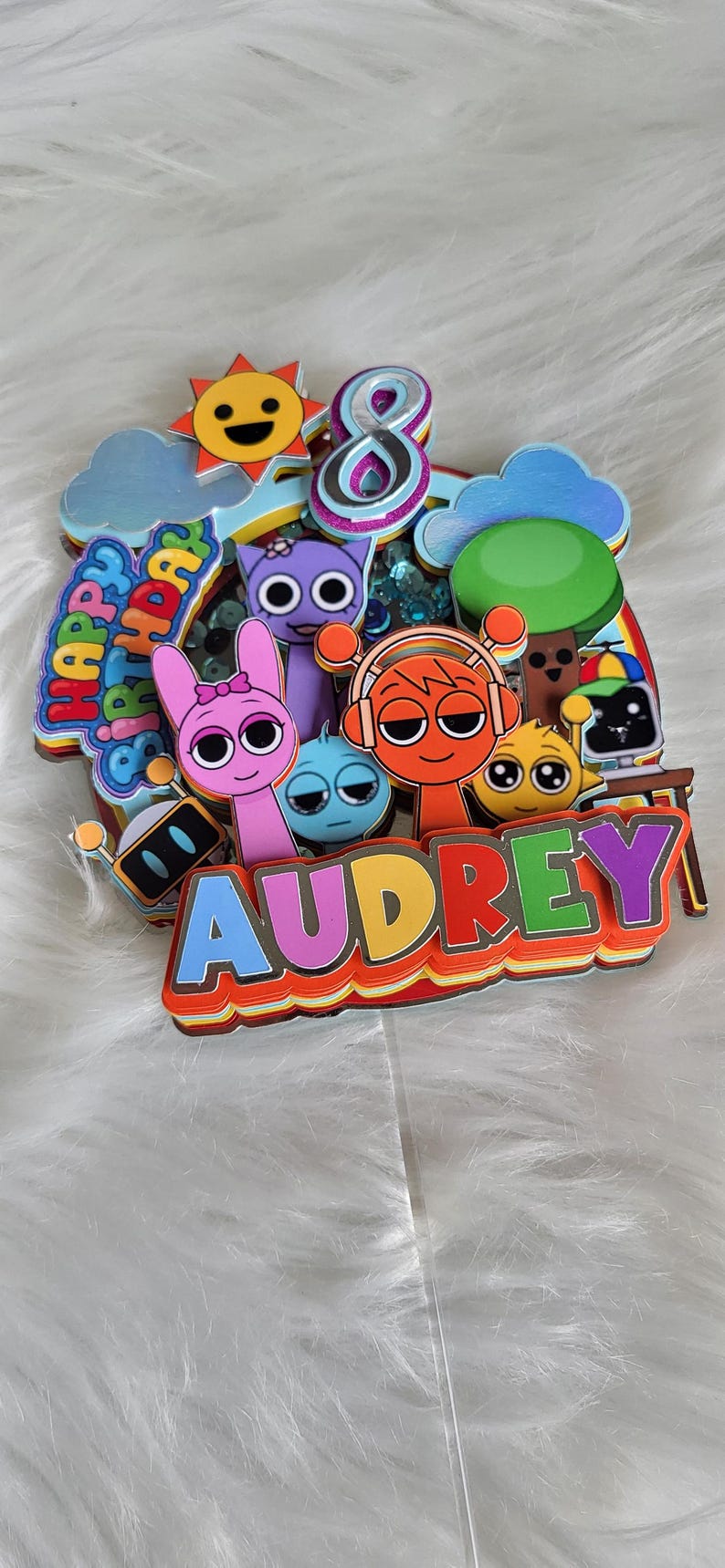 Sprunki Custom Cake Topper, Name and Age - Etsy