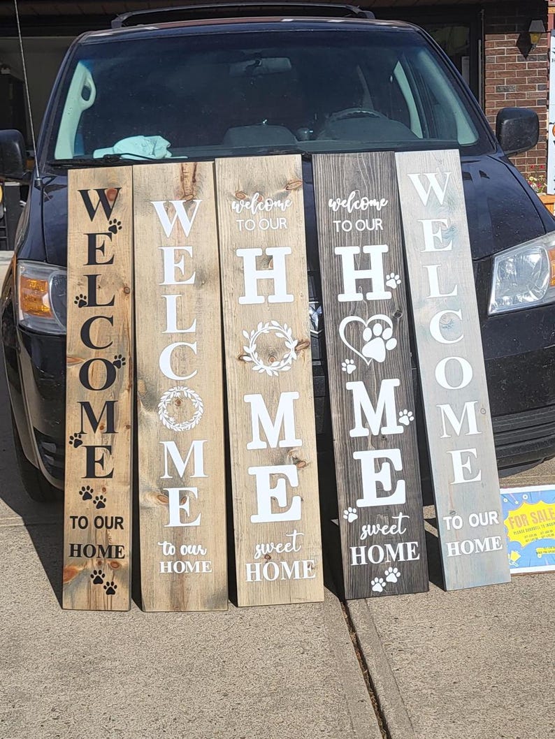 Decal Sticker for Tall Wood Sign Vertical Welcome Lettering Porch Decor ...