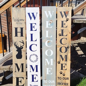 Decal Sticker for Tall Wood Sign Vertical Welcome Lettering Porch Decor ...