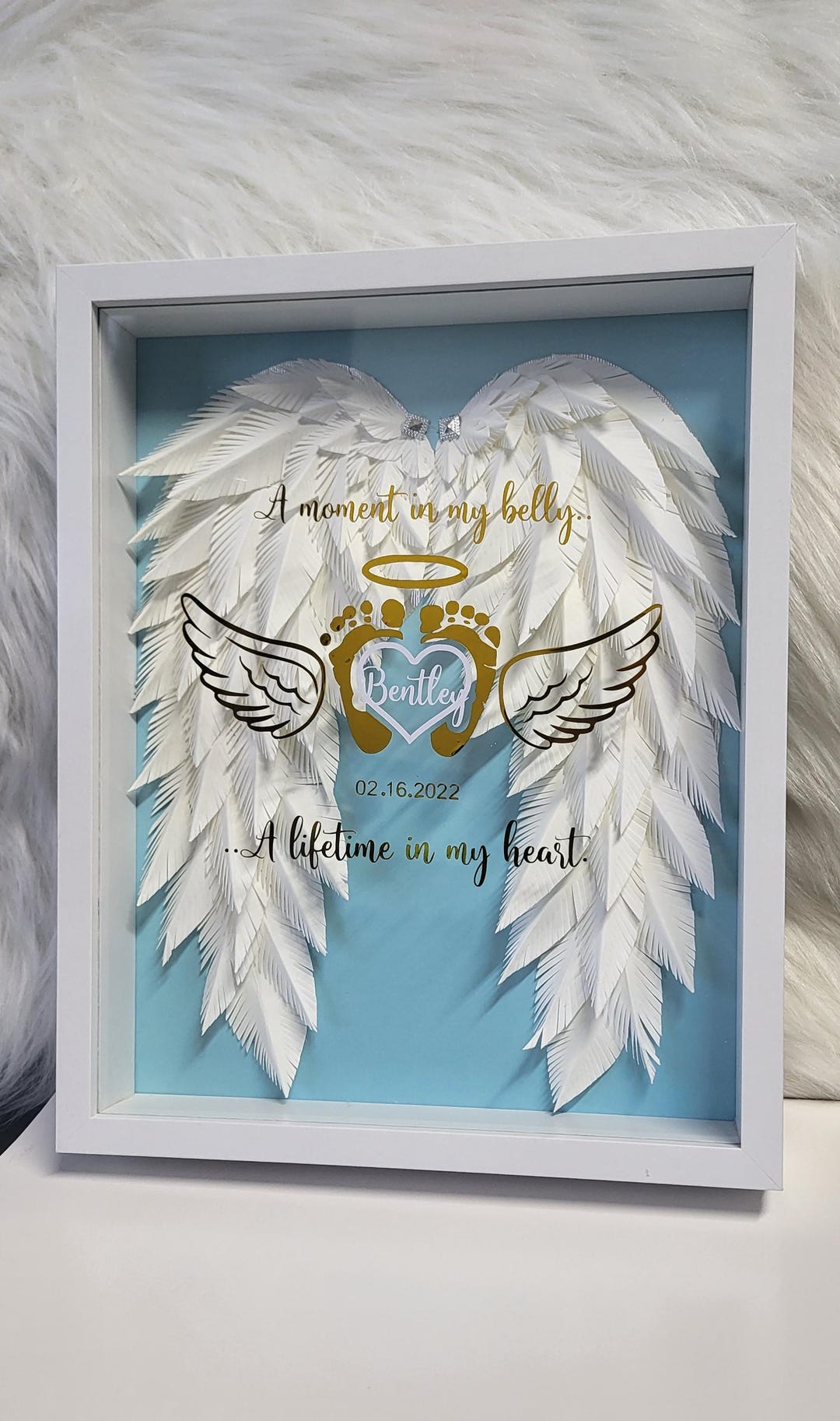 Handmade Memorial Shadow Box: Angel Wings Remembrance Frame - Etsy