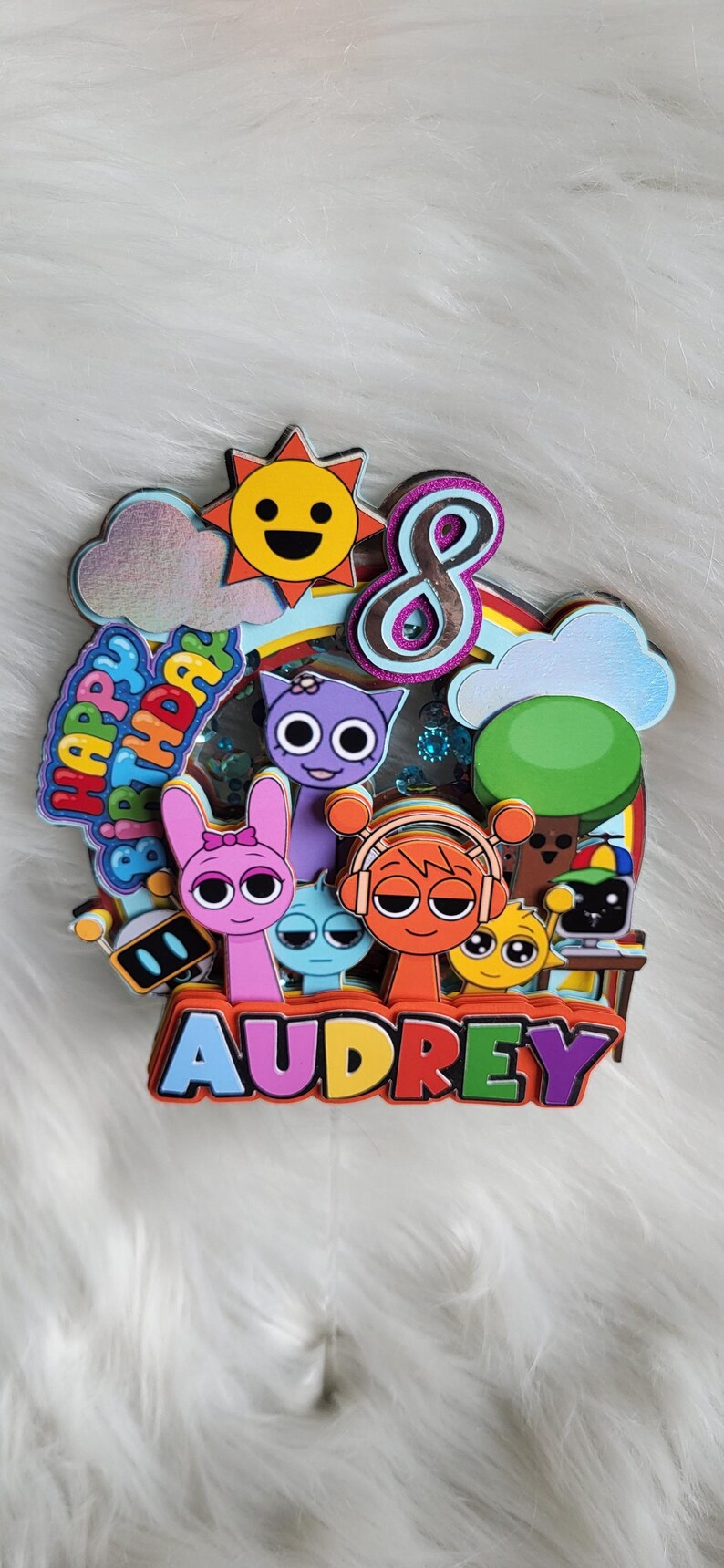 Sprunki Custom Cake Topper, Name and Age - Etsy
